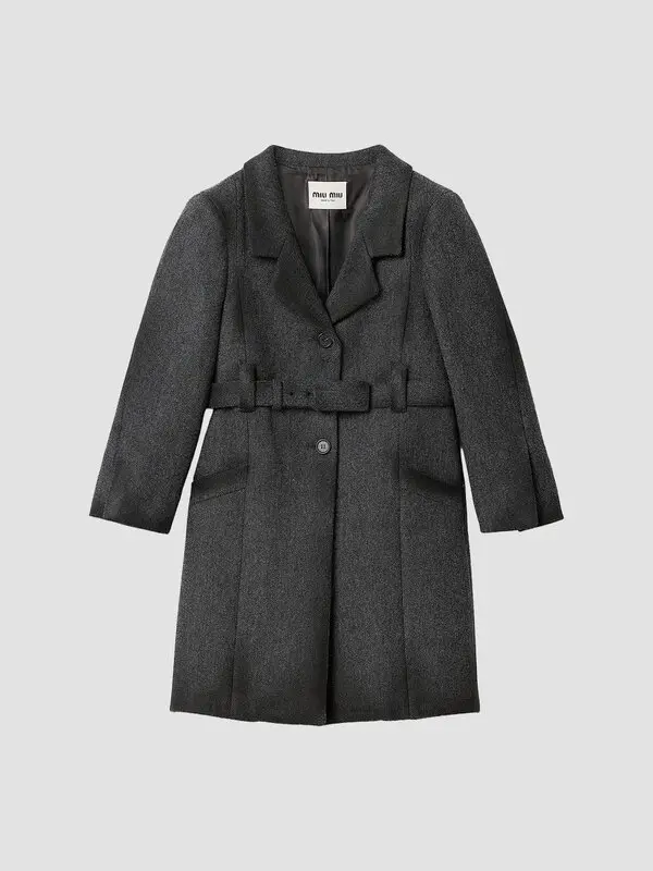 Miu Miu Single-breasted Double Wool Coat - Grey