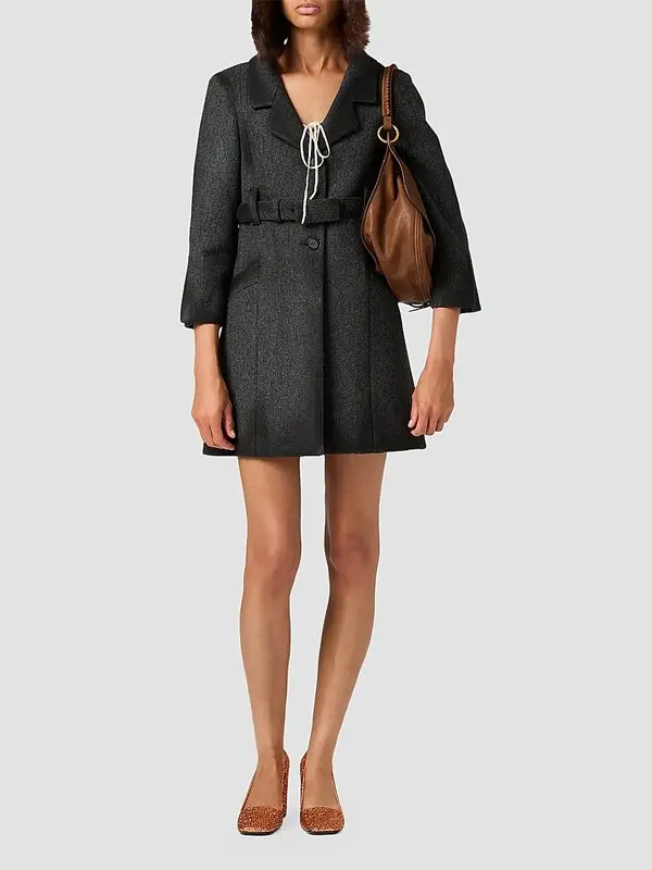 Miu Miu Single-breasted Double Wool Coat - Grey