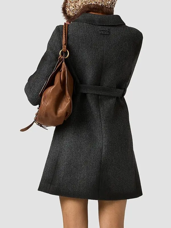 Miu Miu Single-breasted Double Wool Coat - Grey
