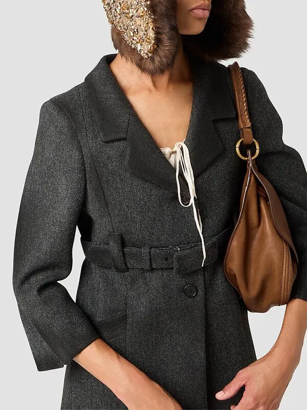 Miu Miu Single-breasted Double Wool Coat - Grey