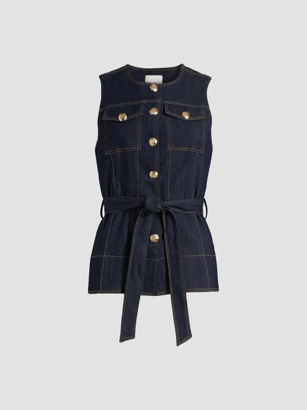 Cinq À Sept Reenee Denim Tie-waist Vest