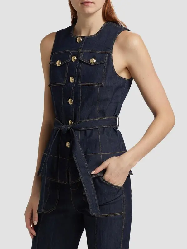 Cinq À Sept Reenee Denim Tie-waist Vest