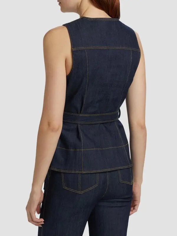 Cinq À Sept Reenee Denim Tie-waist Vest