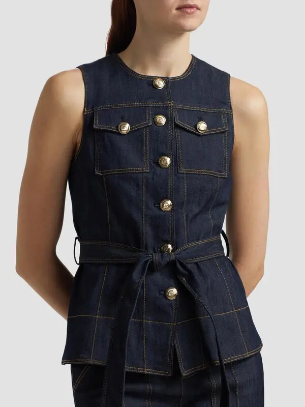 Cinq À Sept Reenee Denim Tie-waist Vest