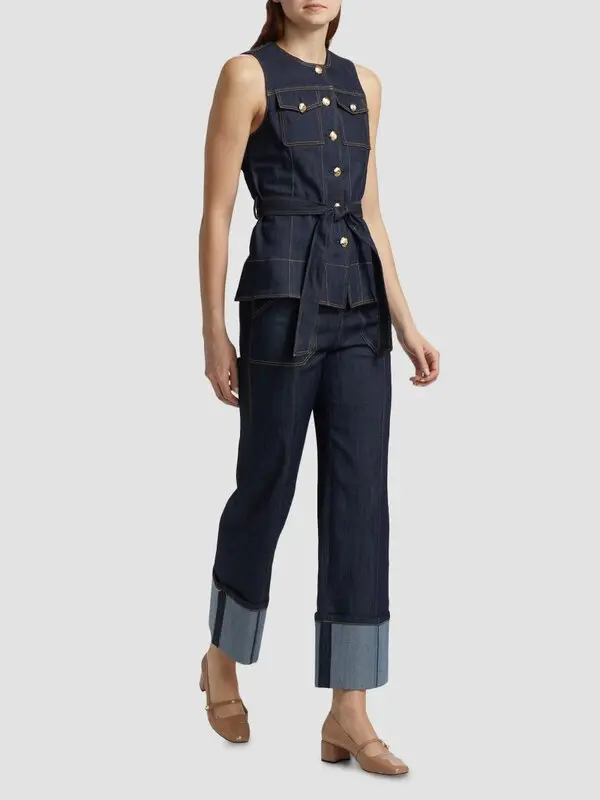Cinq À Sept Reenee Denim Tie-waist Vest