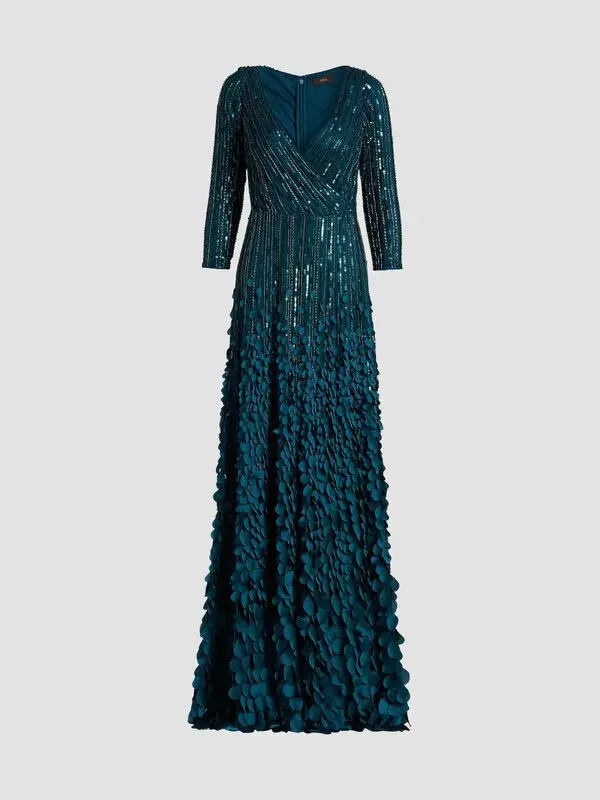 Theia Arabella Beaded A-line Gown - Poseidon