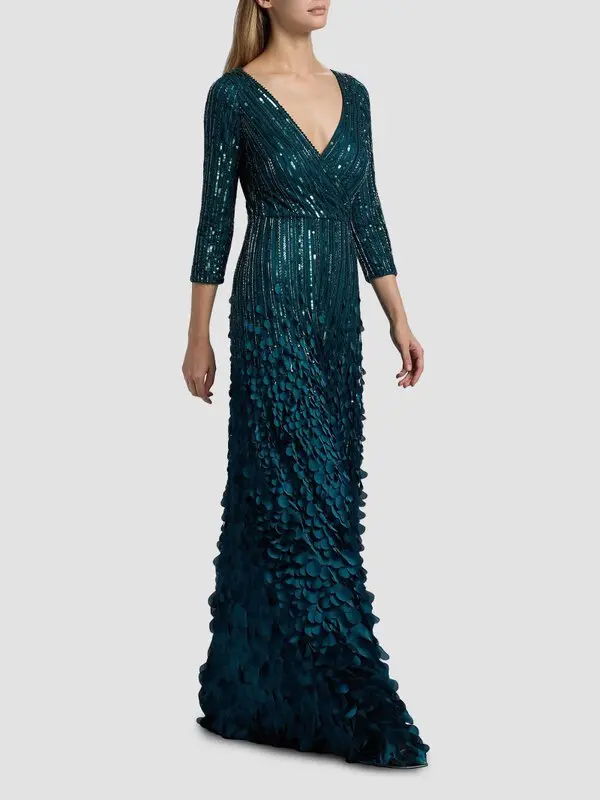 Theia Arabella Beaded A-line Gown