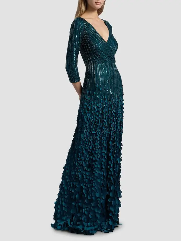 Theia Arabella Beaded A-line Gown