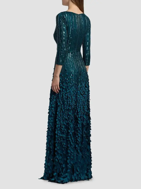 Theia Arabella Beaded A-line Gown