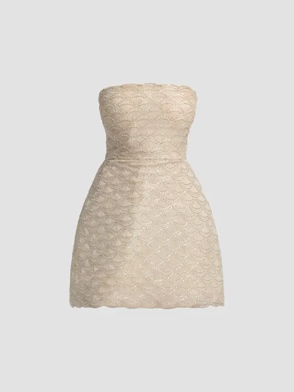 Theia Amanda Embellished Strapless Cocktail Dress - Crystal