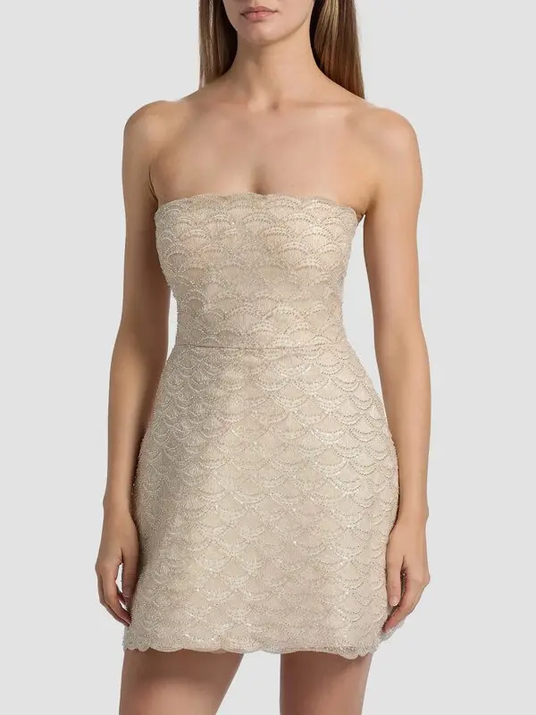 Theia Amanda Embellished Strapless Cocktail Dress