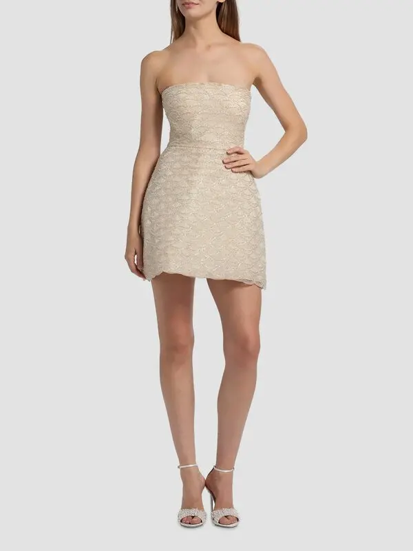Theia Amanda Embellished Strapless Cocktail Dress