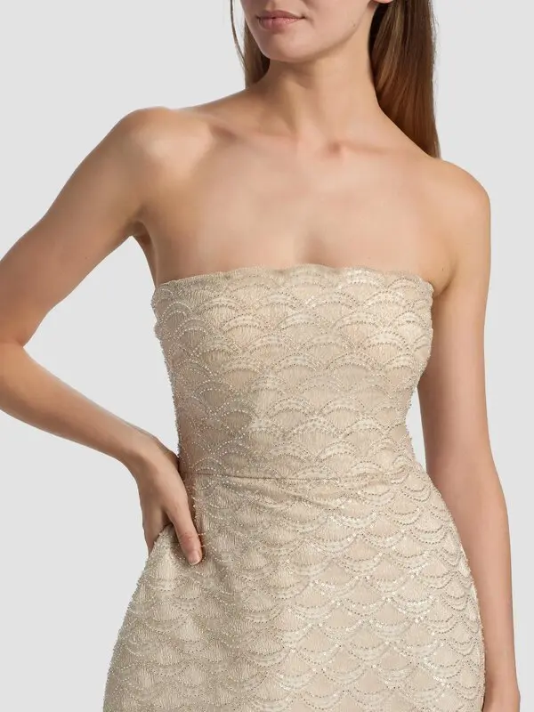 Theia Amanda Embellished Strapless Cocktail Dress