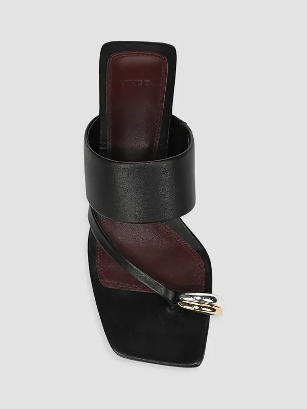 Vince Stacy 40mm Leather Thong Sandals - Black
