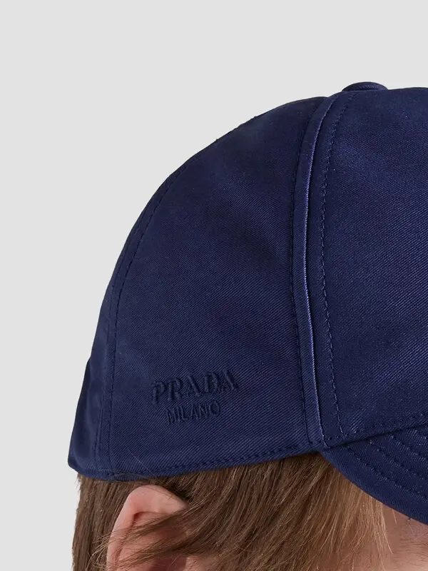 Prada Old Cotton Satin Baseball Cap - Blue