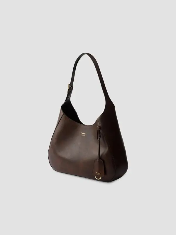 Prada Boogie Large Leather Shoulder Bag - Brown