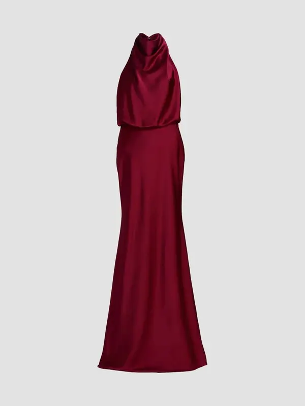 Halston Ada Satin Halter Gown