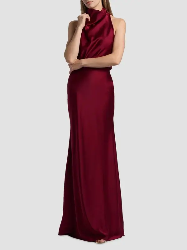Halston Ada Satin Halter Gown