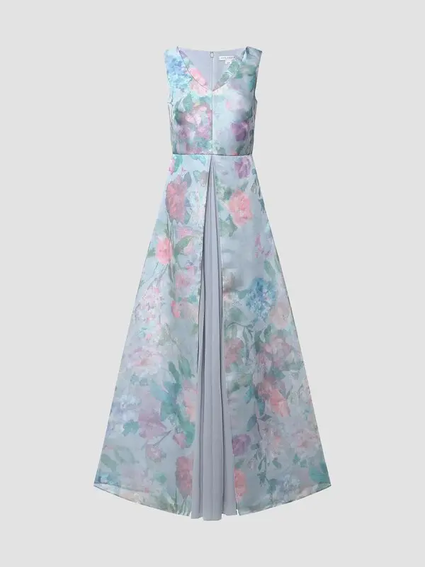 KAY UNGER Merida Floral Organza A-line Gown - Spring Mist