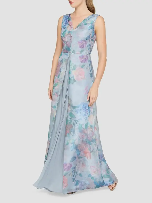 KAY UNGER Merida Floral Organza A-line Gown