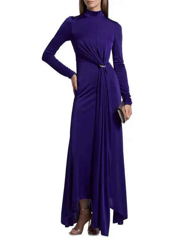 Halston Mya Hardware-accented Jersey Long-sleeve Dress