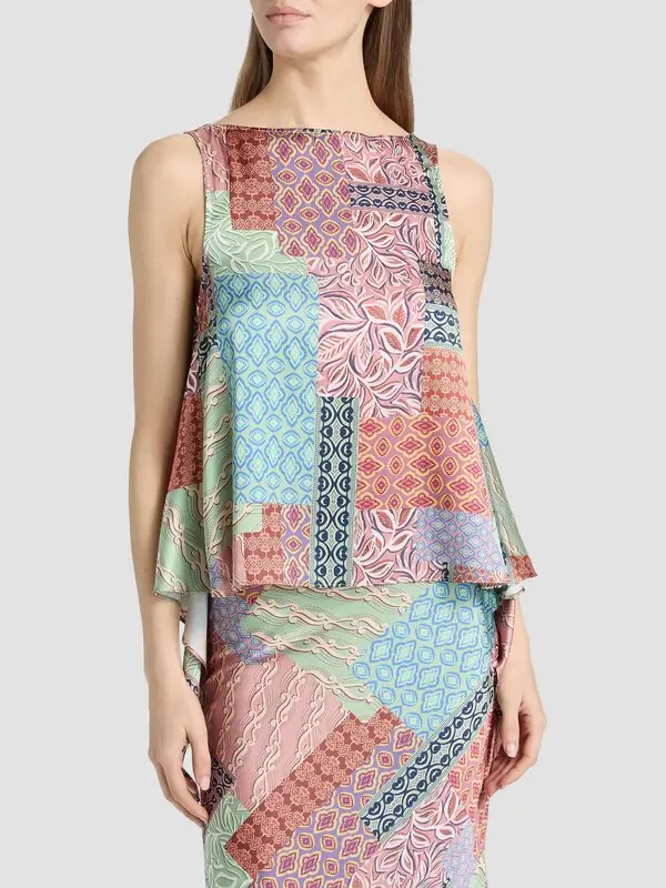 Misa Jana Patchwork-print Top - Oasis Patchwork