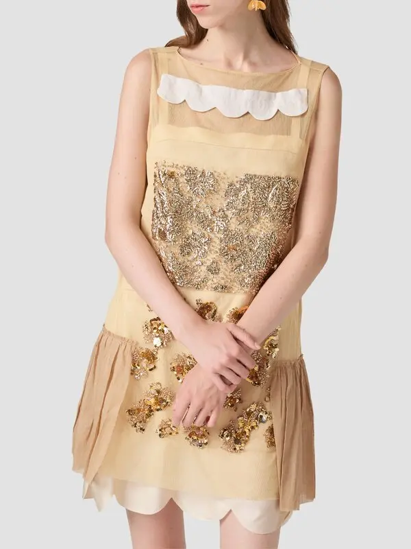 Miu Miu Embellished Tulle Dress