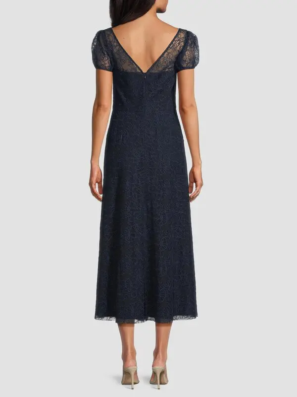 KAY UNGER Layla Floral Embroidered Tea-length Dress
