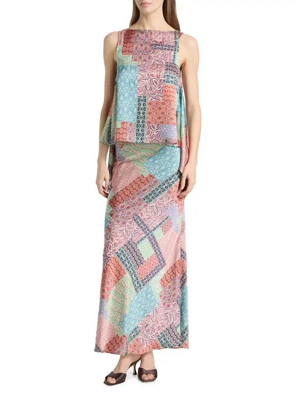 Misa Sienna Printed Bias-cut Maxi Skirt