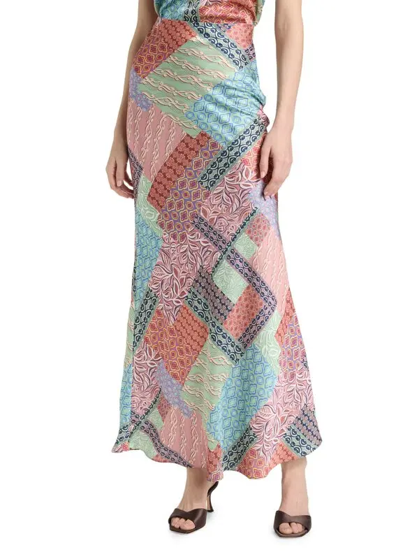 Misa Sienna Printed Bias-cut Maxi Skirt