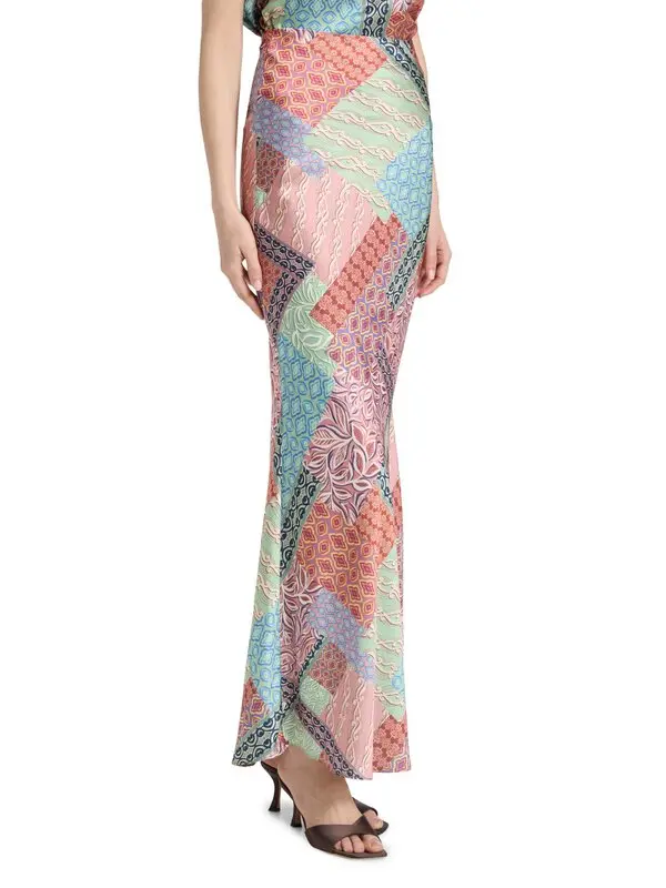 Misa Sienna Printed Bias-cut Maxi Skirt