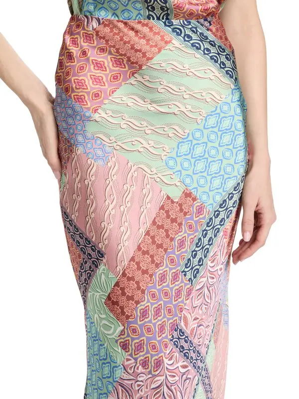 Misa Sienna Printed Bias-cut Maxi Skirt
