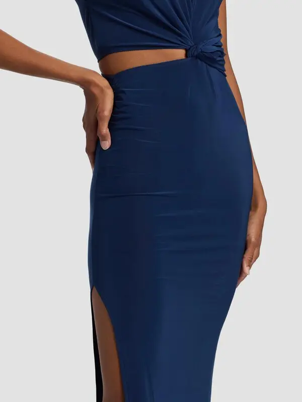 Misa Yvette Draped Cut-out Maxi Dress