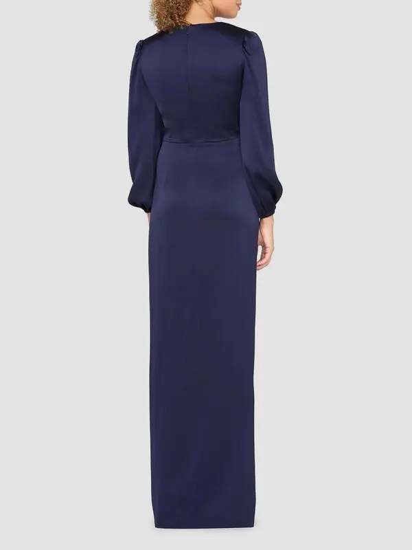 KAY UNGER Nia Draped Hammered-charmeuse Surplice Gown