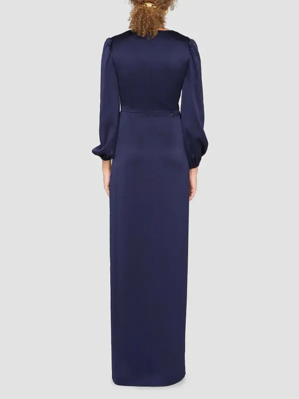KAY UNGER Nia Draped Hammered-charmeuse Surplice Gown