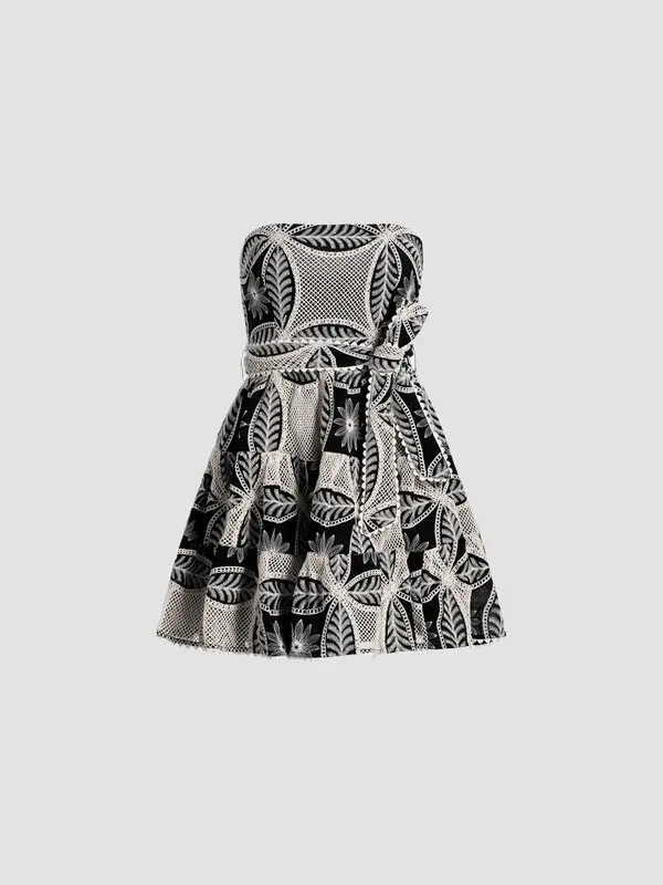 Poupette St Barth Christine Embellished Bandeau Cotton Minidress