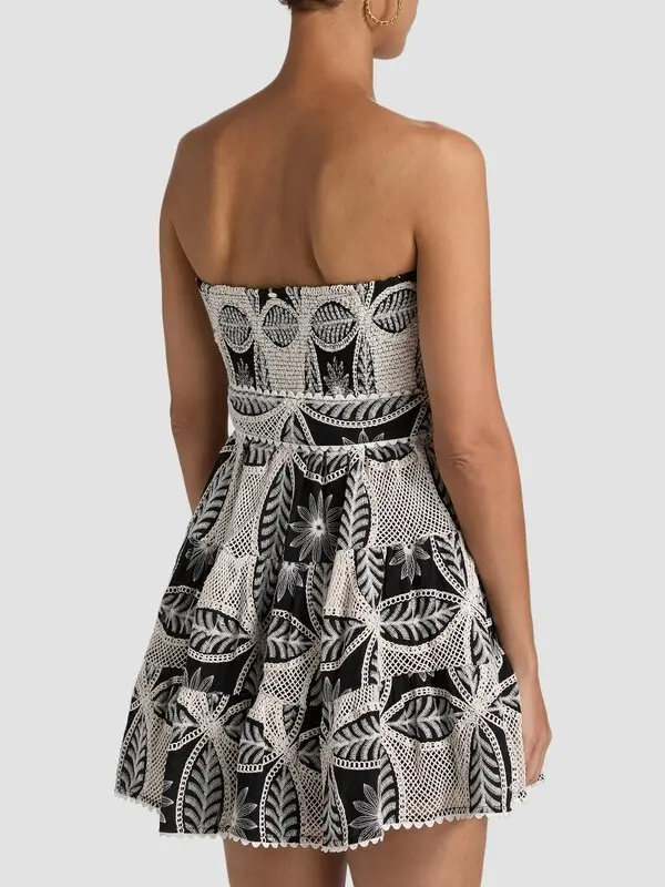 Poupette St Barth Christine Embellished Bandeau Cotton Minidress
