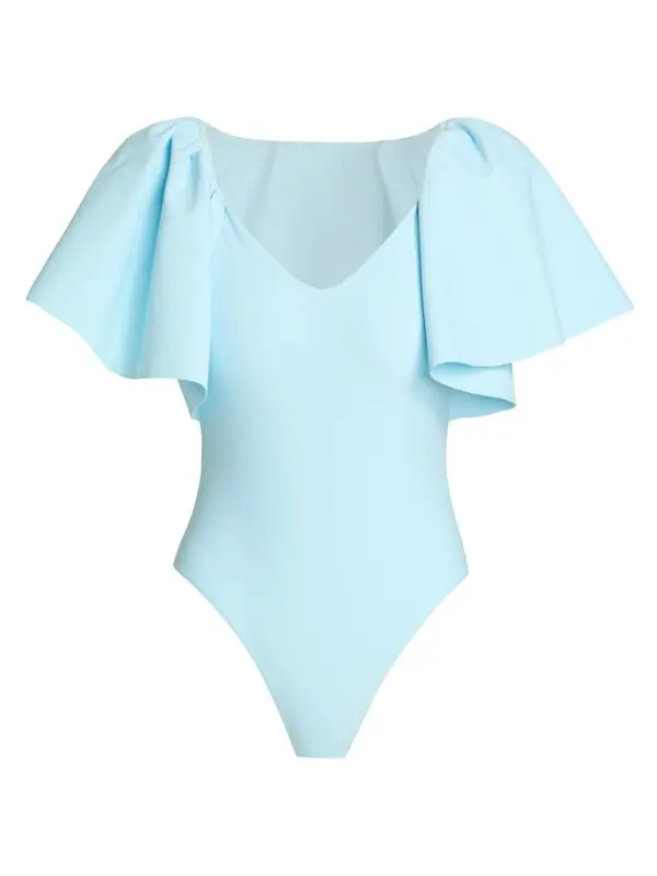 Simkhai Cassidie Flutter Sleeve One-piece Swimsuit - Sky