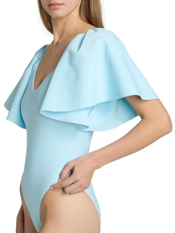 Simkhai Cassidie Flutter Sleeve One-piece Swimsuit - Sky