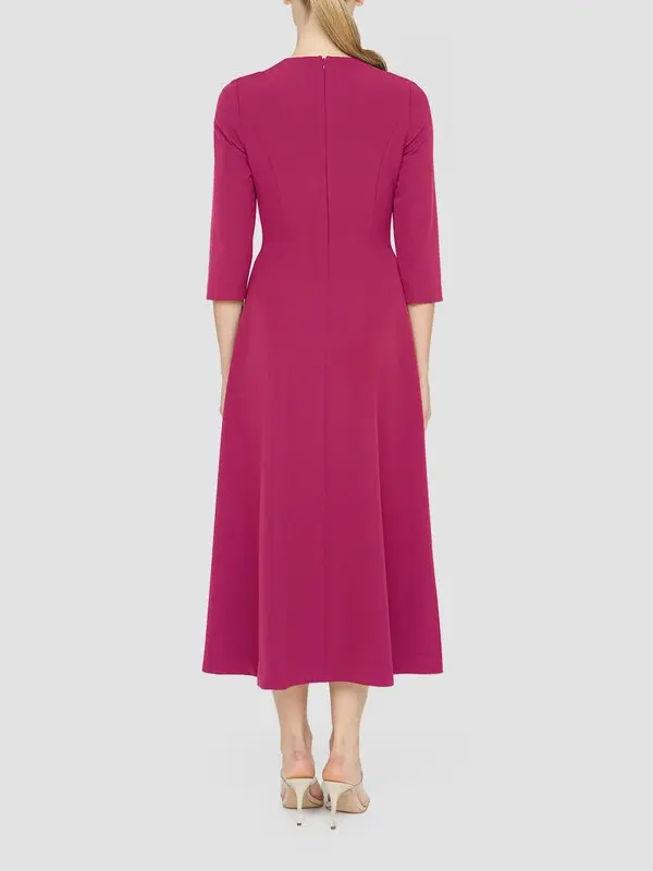 KAY UNGER Enola Stretch-crepe V-neck Midi-dress - Sangria