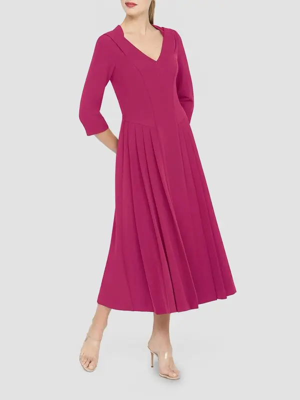 KAY UNGER Enola Stretch-crepe V-neck Midi-dress - Sangria