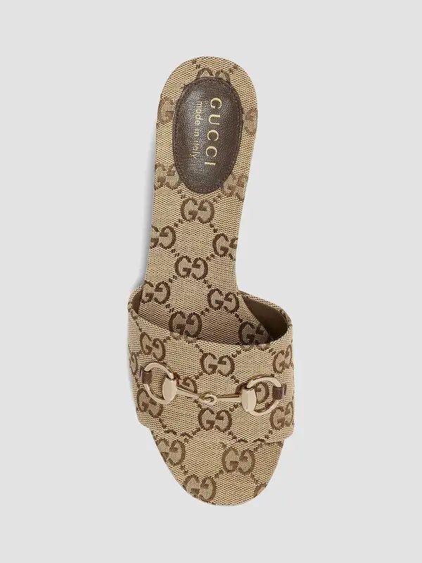 Gucci Siaga 55mm Gg Canvas Sandals - Camel Ebony