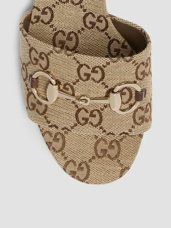 Gucci Siaga 55mm Gg Canvas Sandals - Camel Ebony