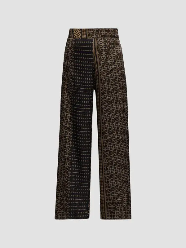 Misa Izzie Geometric-print Wide-leg Pants