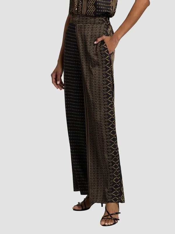 Misa Izzie Geometric-print Wide-leg Pants