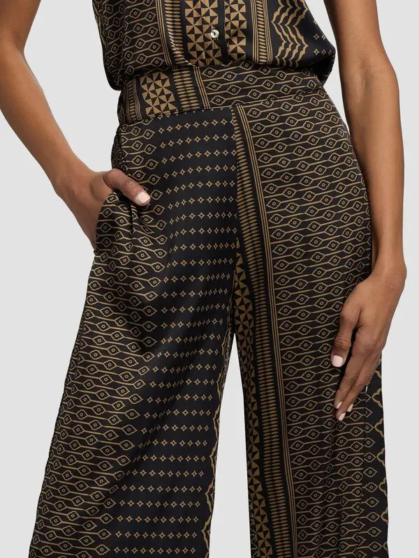 Misa Izzie Geometric-print Wide-leg Pants