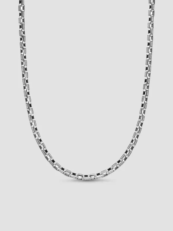 David Yurman Streamline Link Necklace In Sterling Silver - Diamond