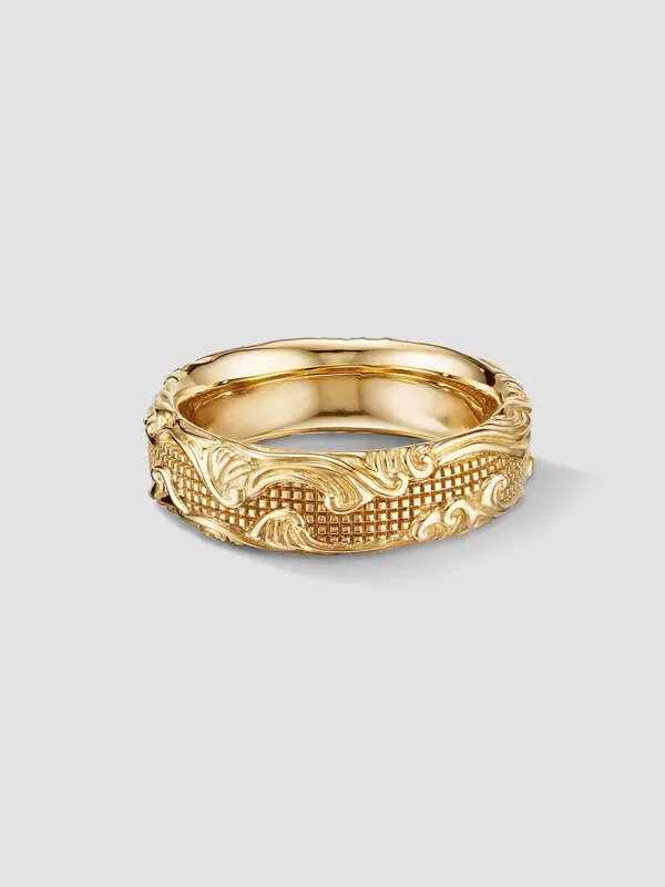 David Yurman Waves Band Ring In 18k Yellow 7mm