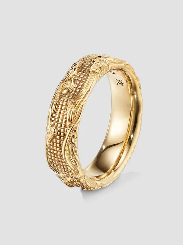 David Yurman Waves Band Ring In 18k Yellow 7mm