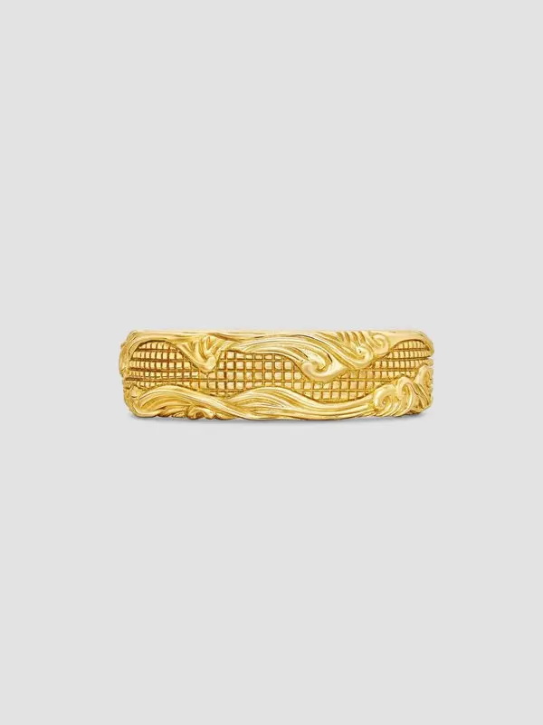 David Yurman Waves Band Ring In 18k Yellow 7mm